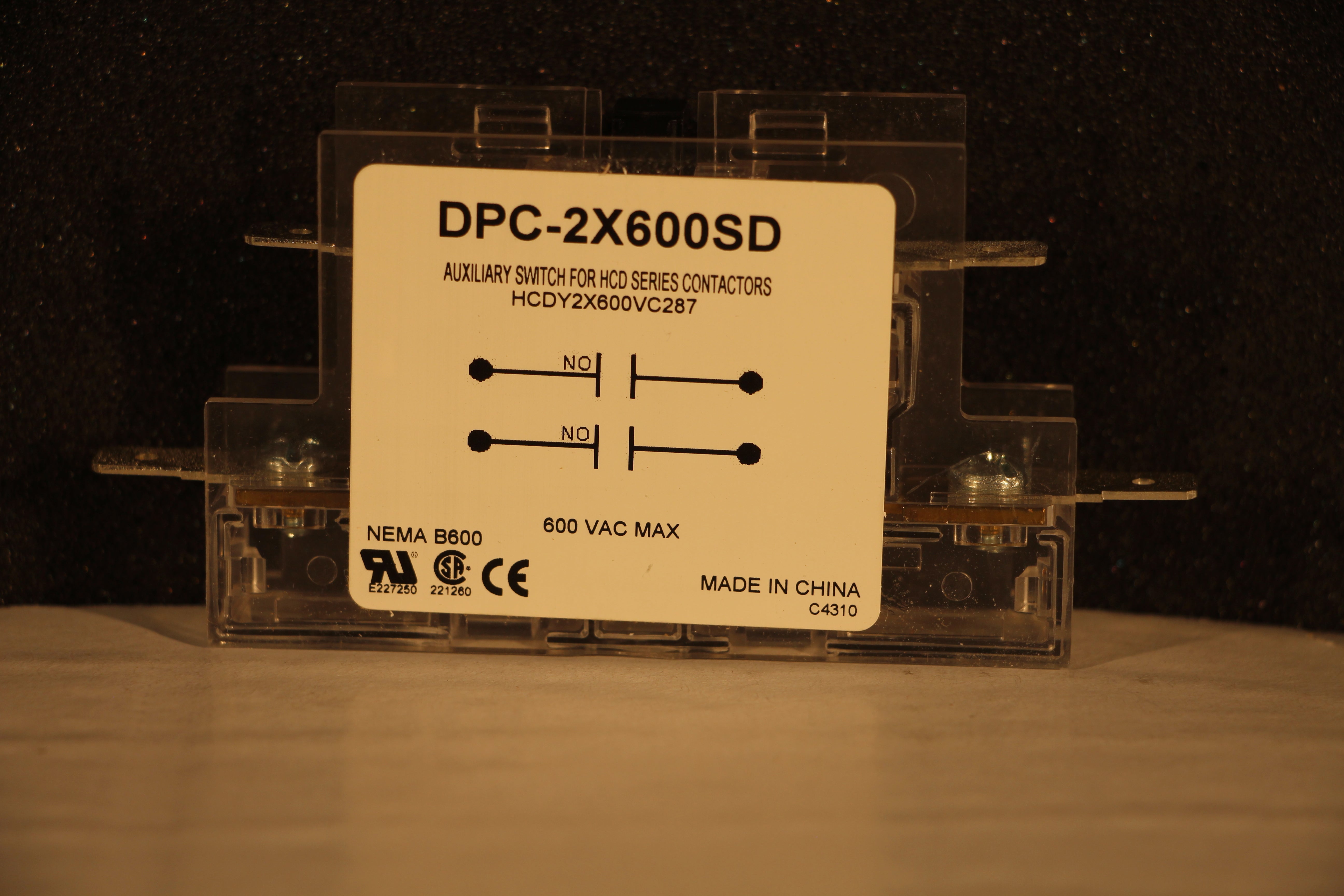 DPC-2X600SD 2NO - W/.250 QC Terminals - Auxiliary Switch 75/90/120 FLA ...