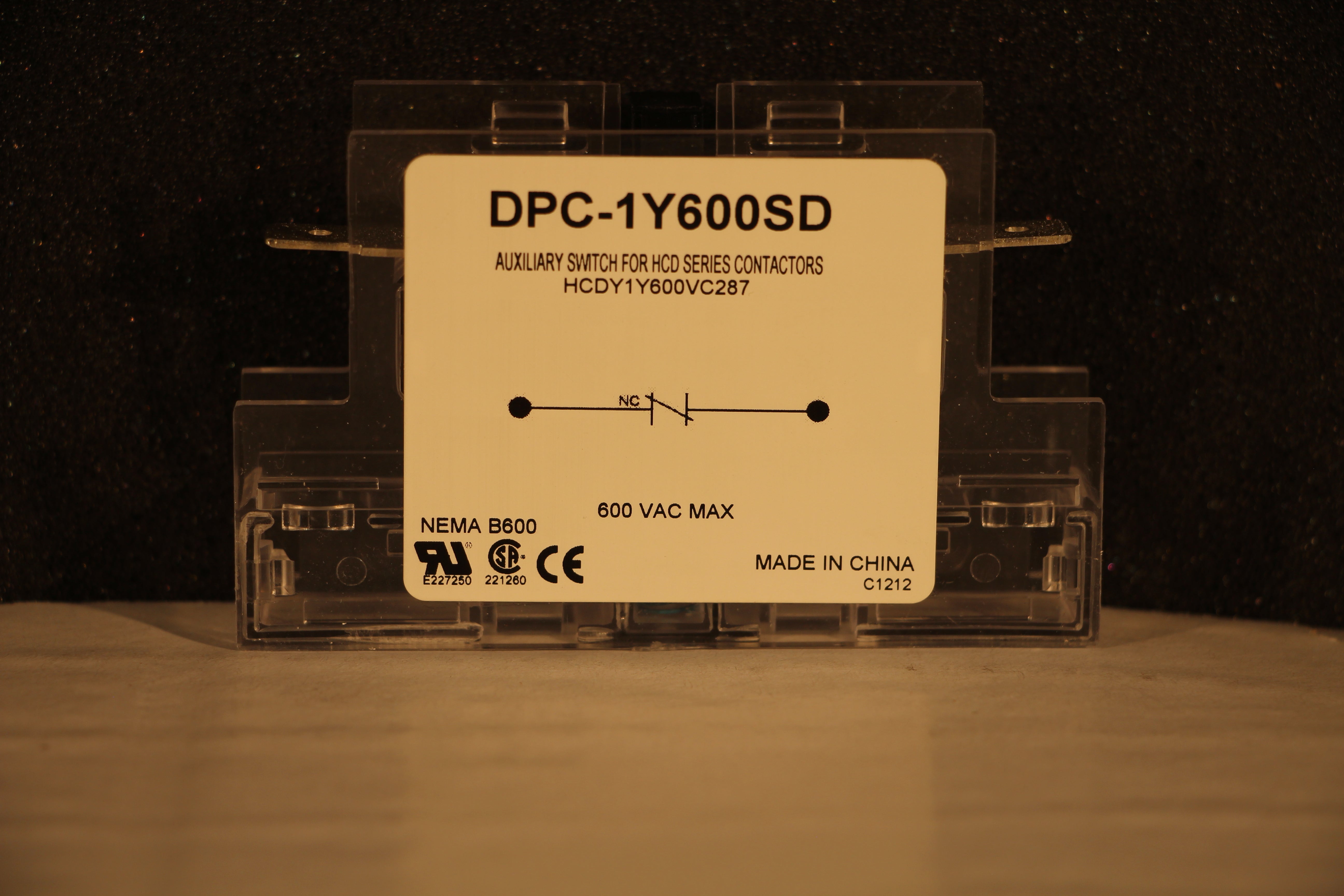 DPC-1Y600SD - 1NC - W/.250 QC Terminals - Auxiliary Switch 75/90/120 ...