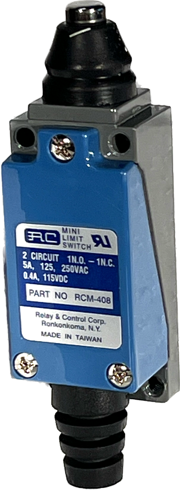 RCM-408 - 5 Amp Mini Limit Switch - TOP PUSH ROD PLUNGER - Relay and Control