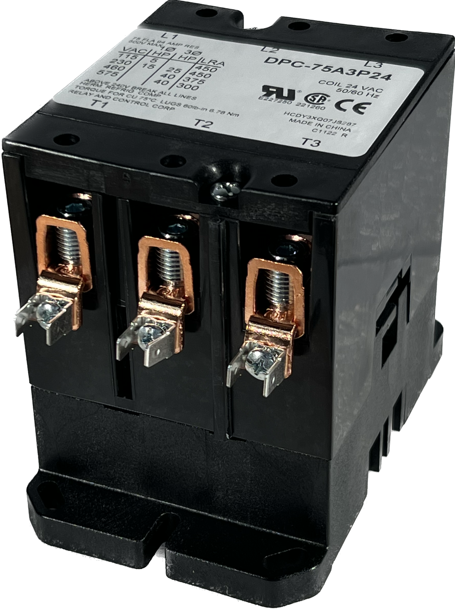 DPC-75A3P24 75 FLA. 3 Poles 24 Volts DEFINITE PURPOSE CONTACTOR - Relay