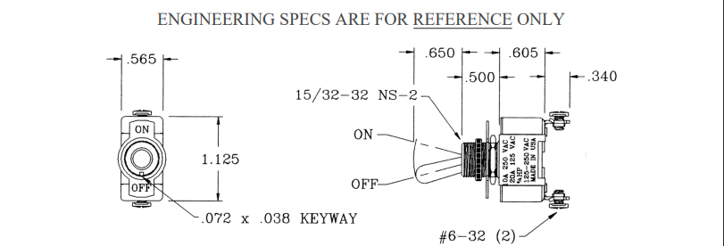 TS-711 - SPST On-Off 3/4 HP. 1/4” Quick Connect Tabs - Relay and ...