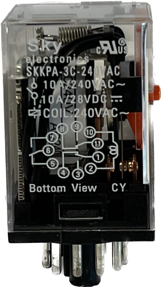 SKKPA3C240AC 11 Pin 10Amp 3PDT 240VAC Coil - Relay and Control Corp