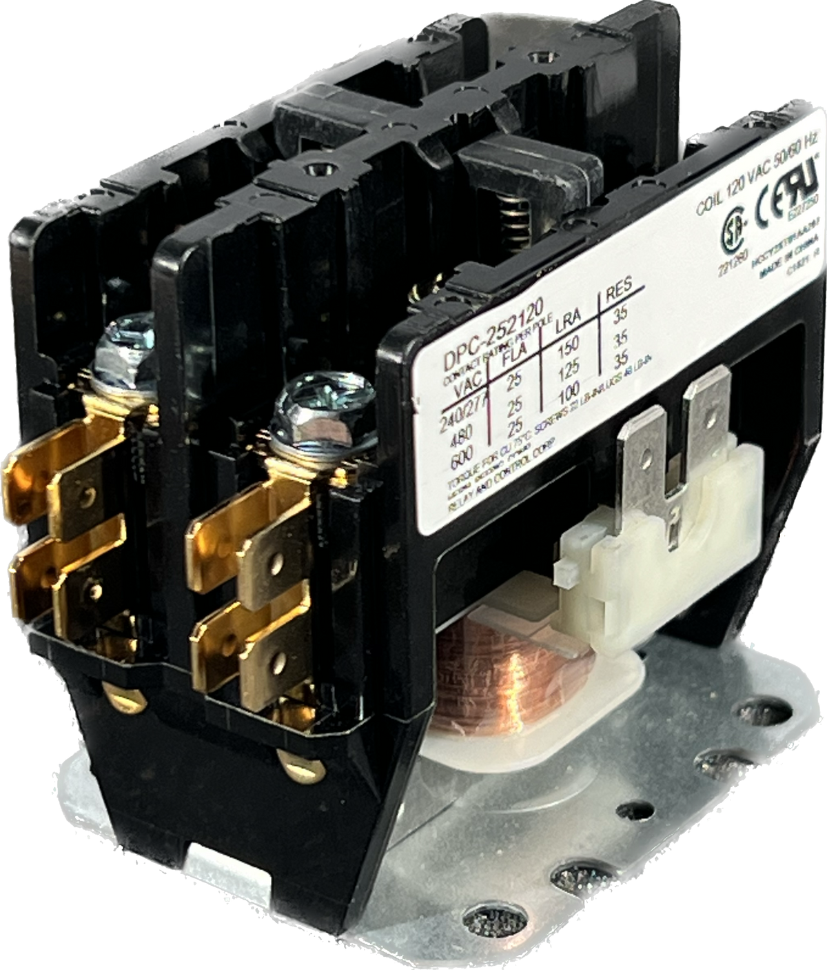 DPC-252120 Definite Purpose Contactor; 25 FLA. - 2 Pole 120V - Relay ...