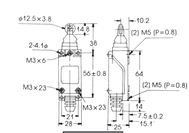 RCM-407 - 5 Amp Mini Limit Switch - TOP PUSH ROLLER - Relay and Control Corp